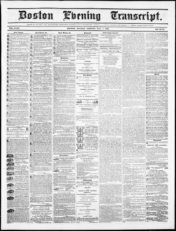 Boston Evening Transcript. May 04, 1863 - Digital Commonwealth
