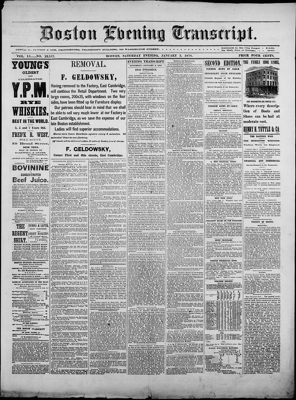 Boston Evening Transcript. January 05, 1878 - Digital Commonwealth