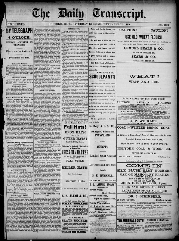 The Daily Transcript. September 21, 1889 - Digital Commonwealth