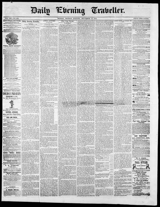 Daily Evening Traveller. December 27, 1852 - Digital Commonwealth