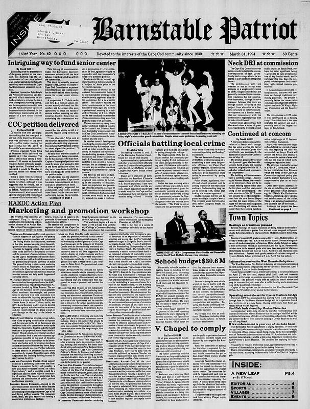 Barnstable Patriot. March 31, 1994 - Digital Commonwealth