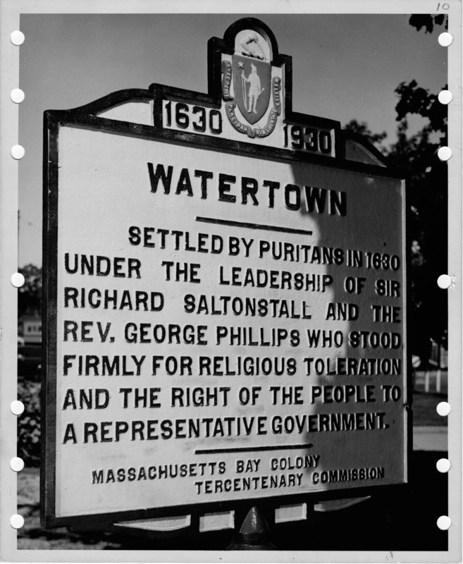 Watertown, Massachusetts sign, close-up. - Digital Commonwealth