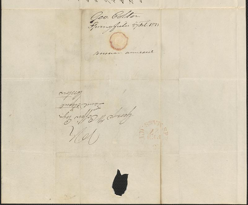 George Colton to George Coffin, 27 February 1833 - Digital Commonwealth
