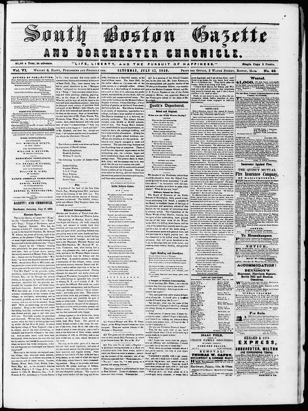 South Boston Gazette and Dorchester Chronicle. July 17, 1852 - Digital ...