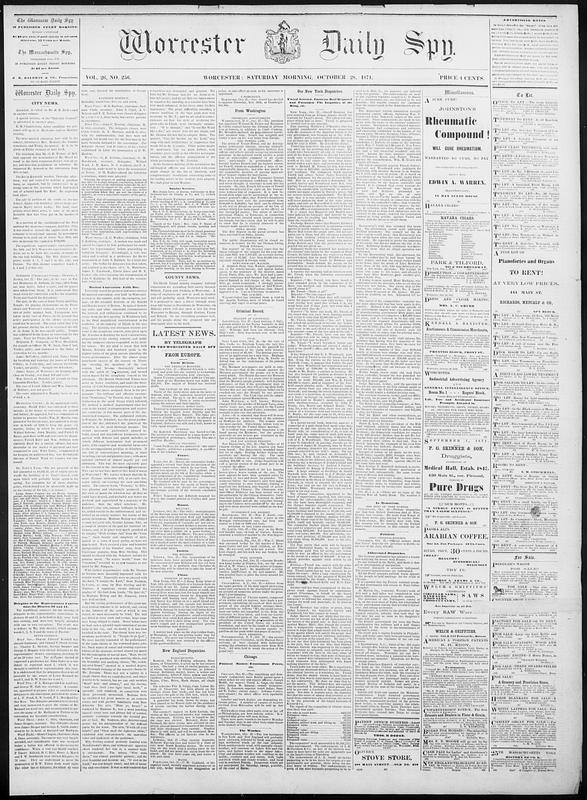 Worcester Daily Spy. October 28, 1871 - Digital Commonwealth