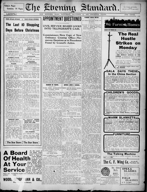 Evening Standard. December 12, 1908 - Digital Commonwealth