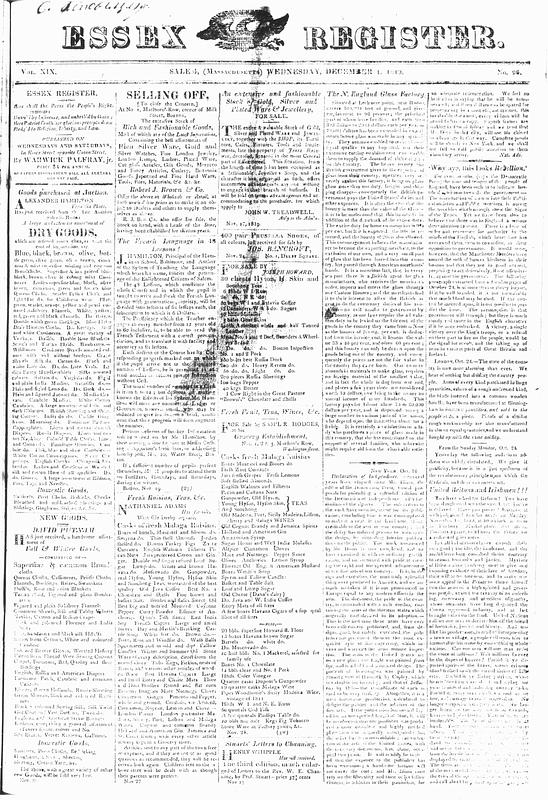 Essex Register. December 01, 1819 - Digital Commonwealth