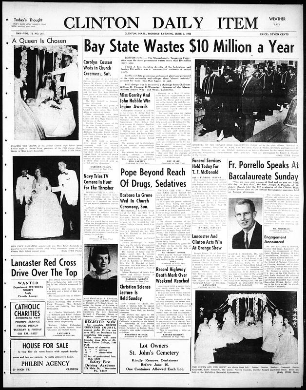 Clinton Daily Item. June 03, 1963 - Digital Commonwealth