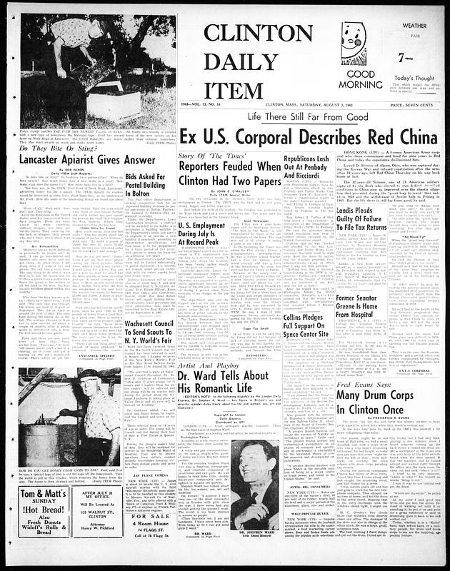Clinton Daily Item. August 03, 1963 - Digital Commonwealth