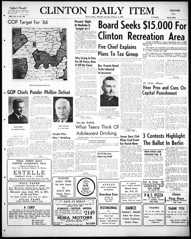 Clinton Daily Item. February 04, 1965 - Digital Commonwealth