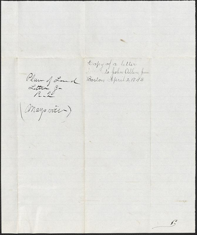 George Coffin to John Allen Junior, 2 April 1845 - Digital Commonwealth