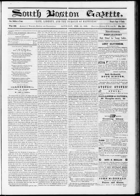 South Boston Gazette, February 10, 1849 - Digital Commonwealth