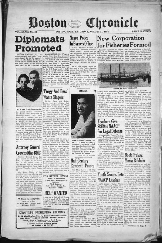 Boston Chronicle. August 21, 1954 - Digital Commonwealth