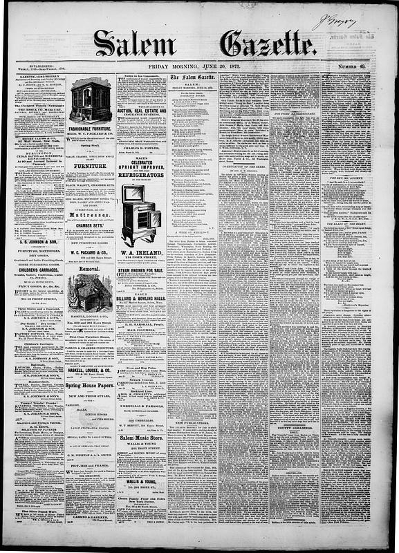 The Salem Gazette. June 20, 1873 - Digital Commonwealth