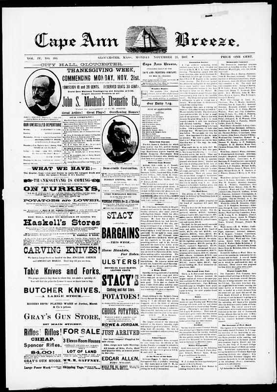 Cape Ann Breeze. November 21, 1887 - Digital Commonwealth