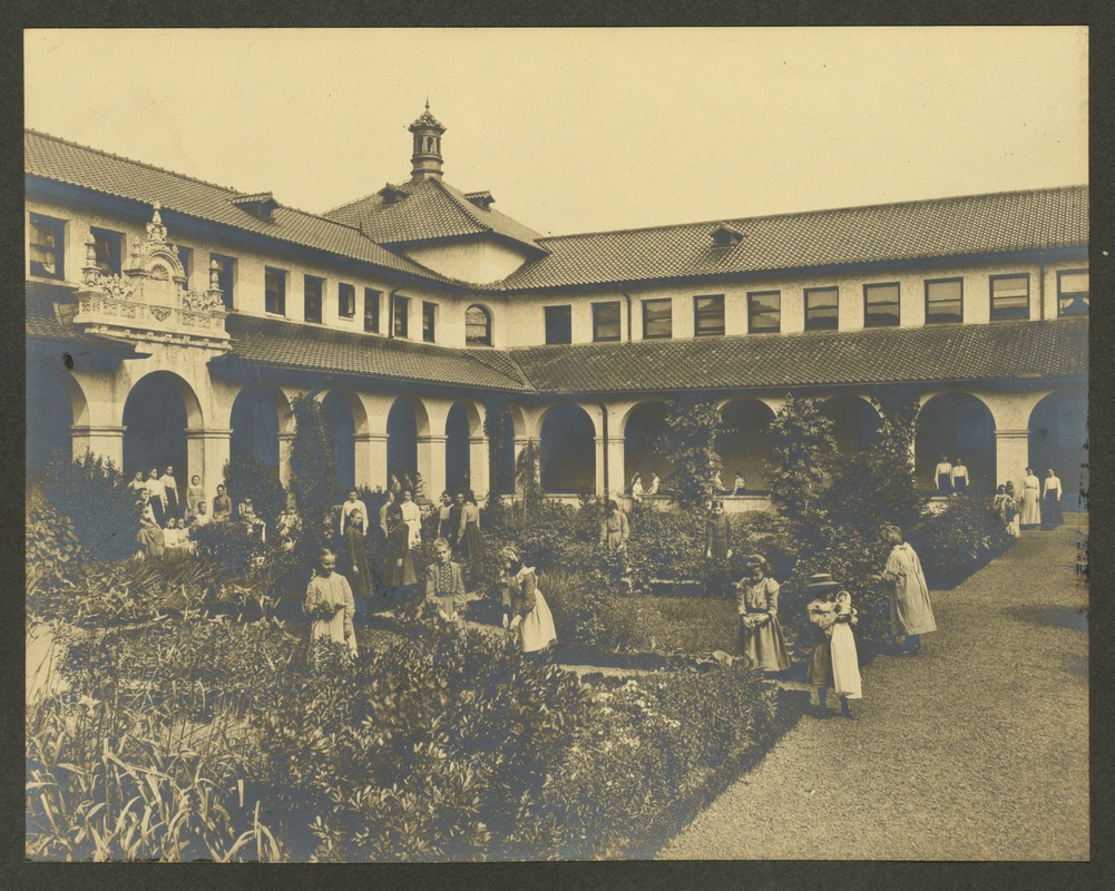 Corner of girls' cloister garden, Overbrook School for the Blind ...