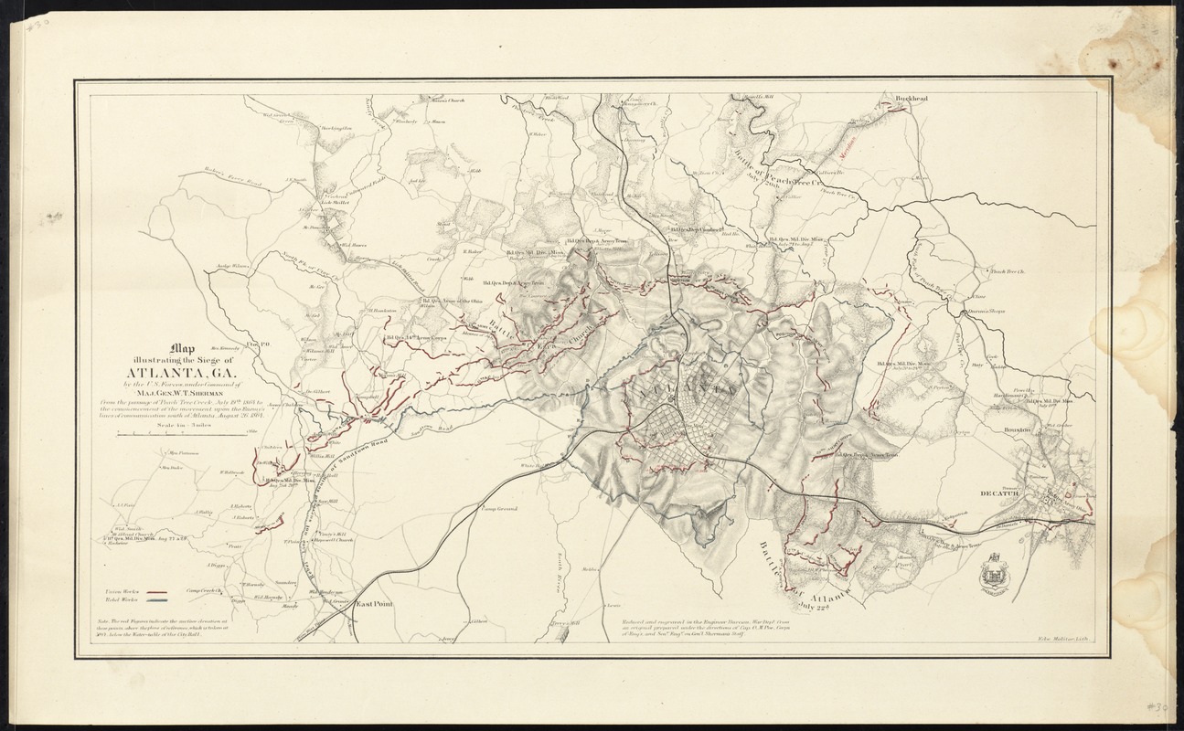Map illustrating the siege of Atlanta, Ga., by the U.S. forces under ...
