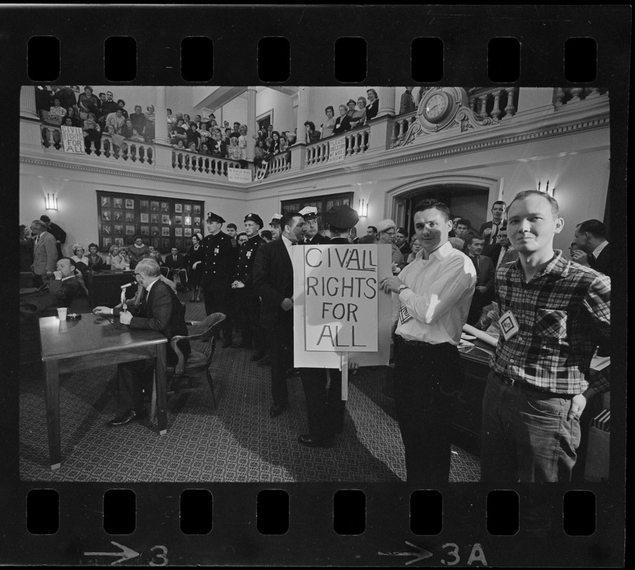 Crowd on ground level at City Council Boston Redevelopment Authority ...