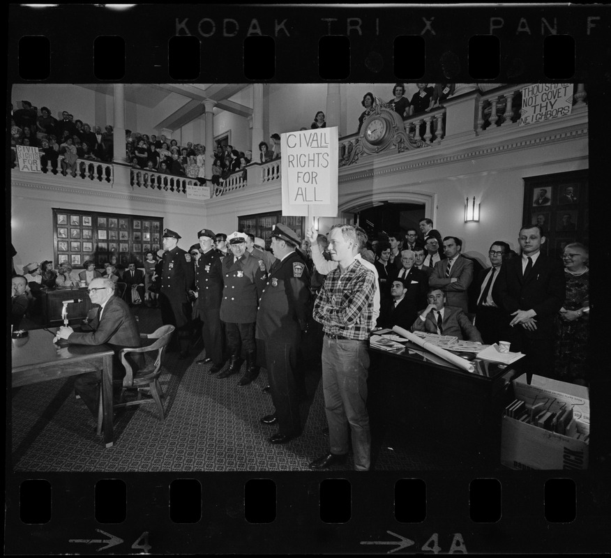 Crowd on ground level at City Council Boston Redevelopment Authority ...