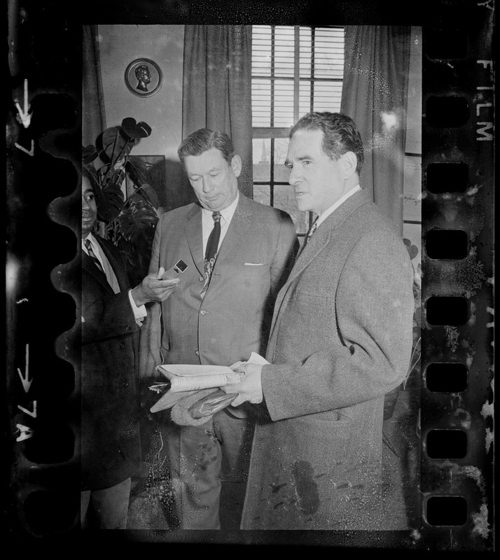 Waltham Mayor Richard F. Dacey and Brandeis President Morris B. Abram ...