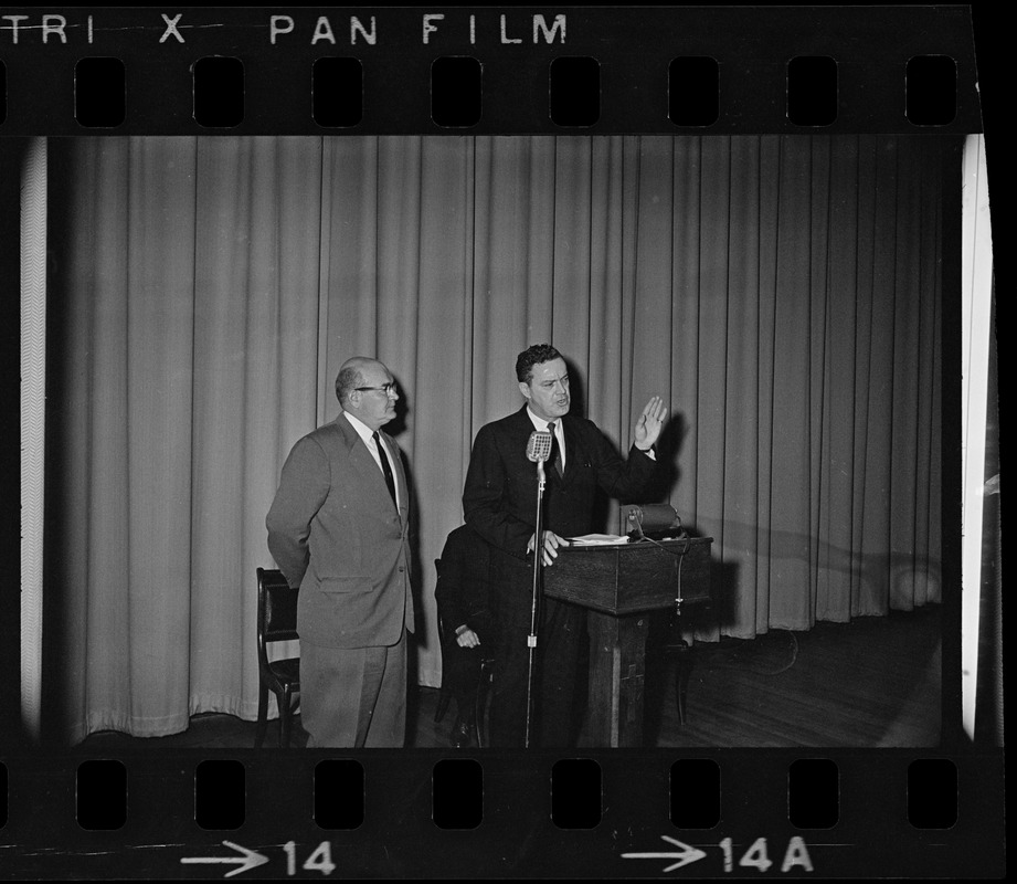 George Buswell, left, President of Shipyard Local #1 and Kenneth T ...