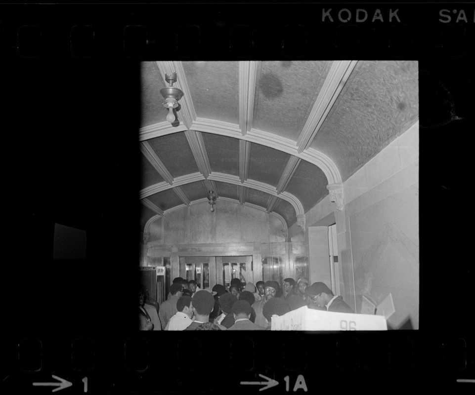 Inside Gasson Hall entrance at Boston College during sit-in - Digital ...