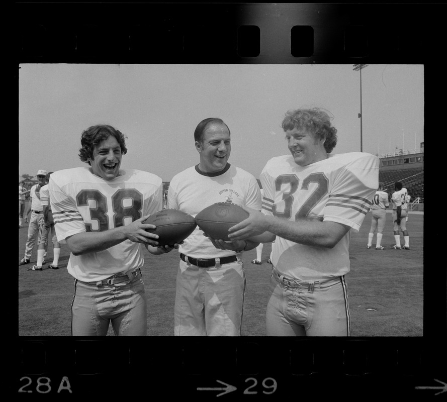 Co-captains, Dave Ellison (no. 32) and Dave Bucci (no. 38), with head ...