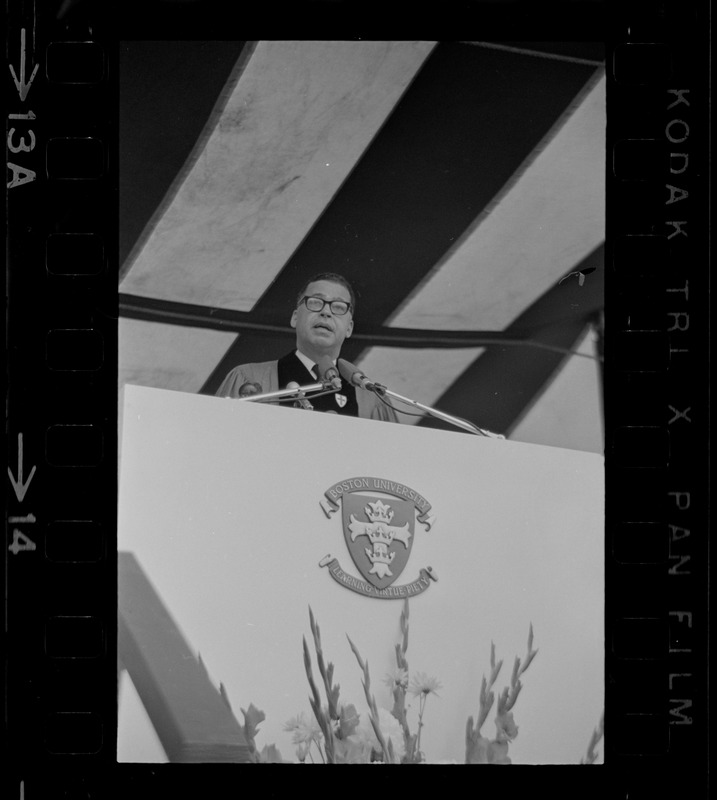 Senator Edward W. Brooke speaking at Boston University commencement ...