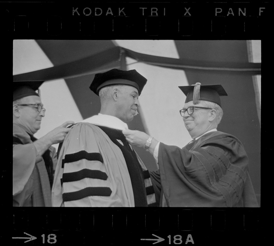 N.A.A.C.P. leader Roy Wilkins during honorary degree ceremony at Boston ...