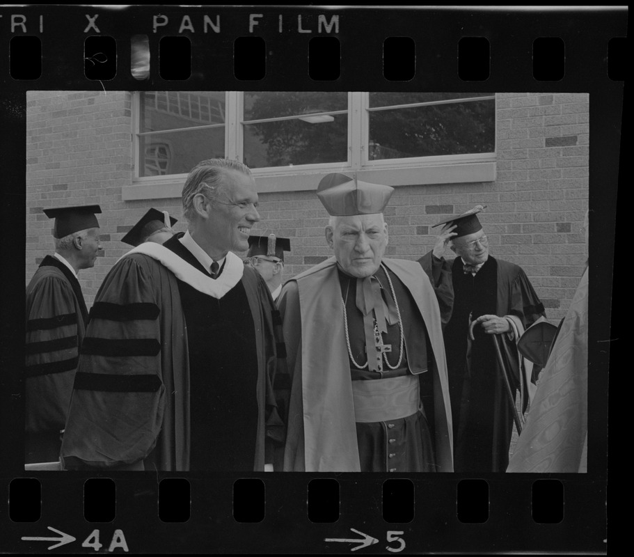 Gov. Francis W. Sargent and Richard Cardinal Cushing at Boston College ...