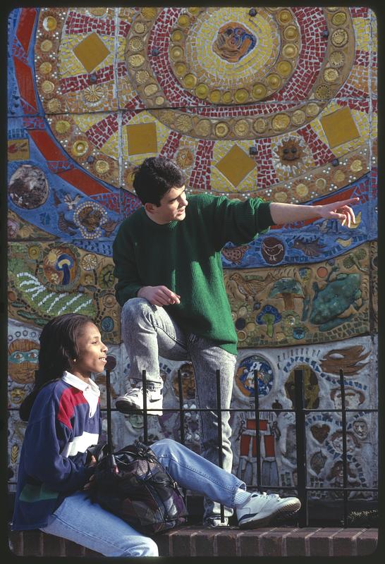 Boston, South End, Villa Victoria mosaic wall - Digital Commonwealth