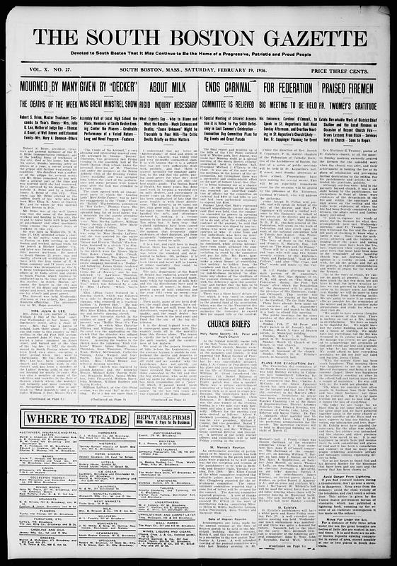 South Boston Gazette, February 19, 1916 - Digital Commonwealth
