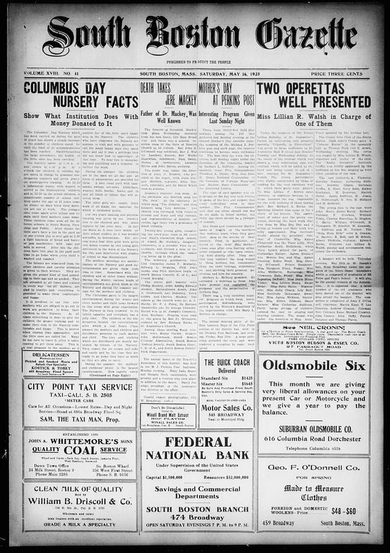 South Boston Gazette, May 16, 1925 - Digital Commonwealth