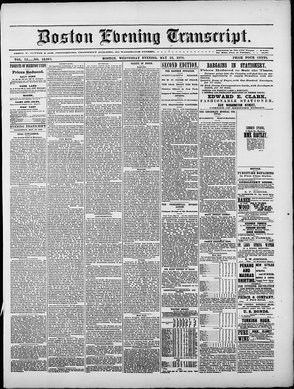 Boston Evening Transcript. May 15, 1878 - Digital Commonwealth