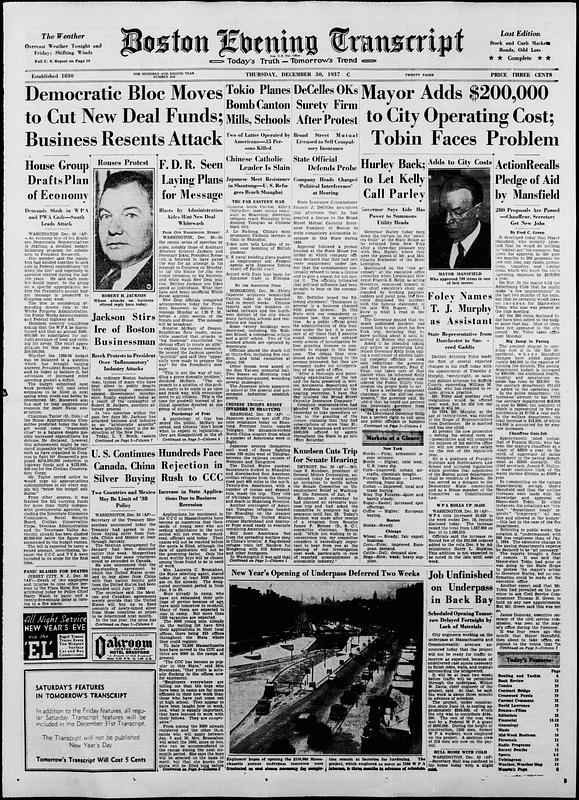 Boston Evening Transcript. December 30, 1937 - Digital Commonwealth
