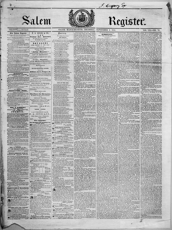 Salem Register. September 04, 1851 - Digital Commonwealth