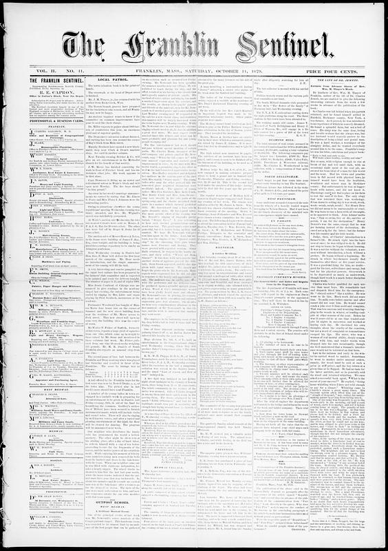 The Franklin Sentinel. October 11, 1879 - Digital Commonwealth