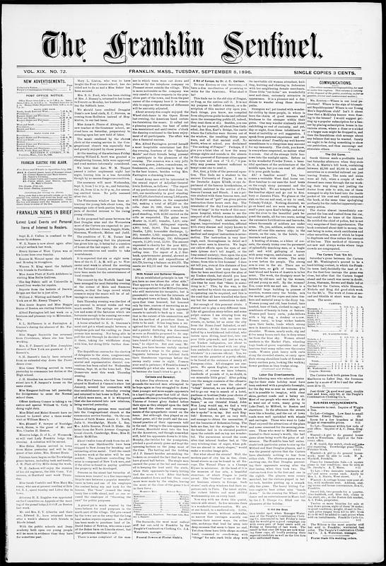 The Franklin Sentinel. September 08, 1896 - Digital Commonwealth