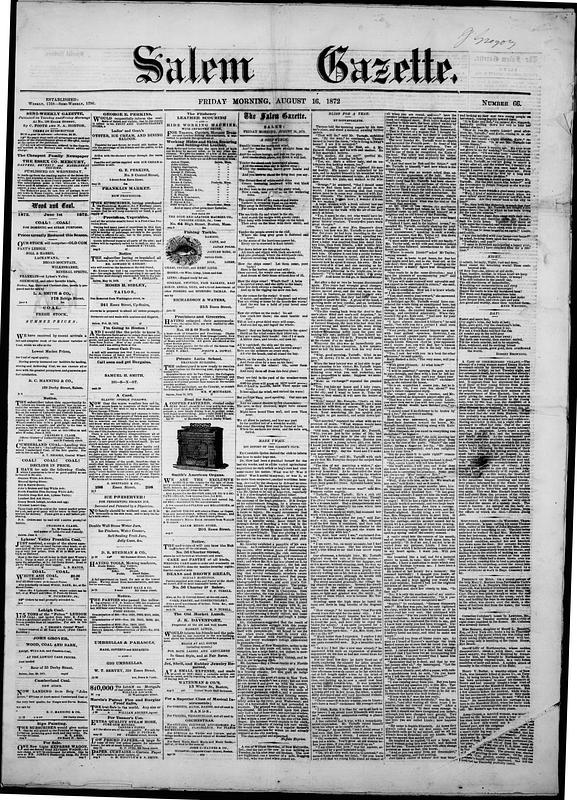 The Salem Gazette. August 16, 1872 - Digital Commonwealth