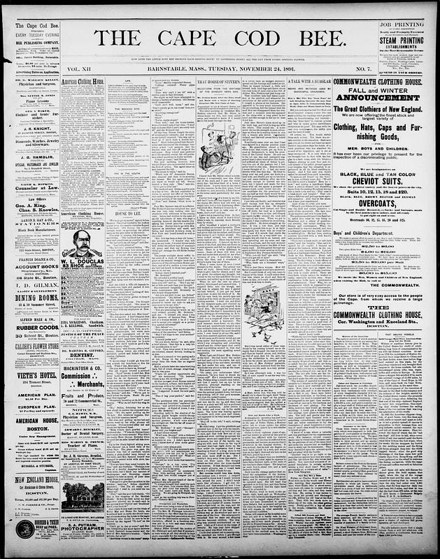 The Cape Cod Bee. November 24, 1891 - Digital Commonwealth