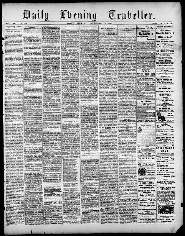 Daily Evening Traveller. September 18, 1873 - Digital Commonwealth