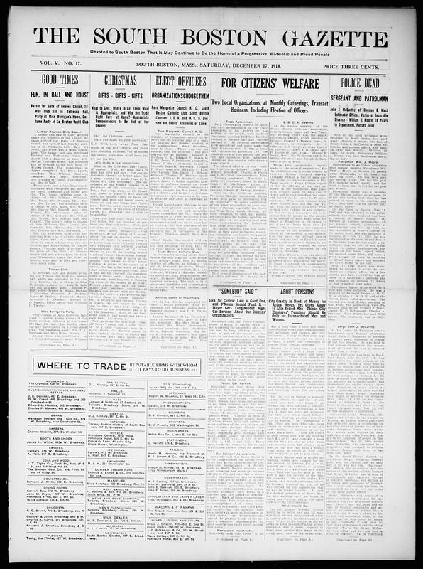South Boston Gazette. December 17, 1910 - Digital Commonwealth