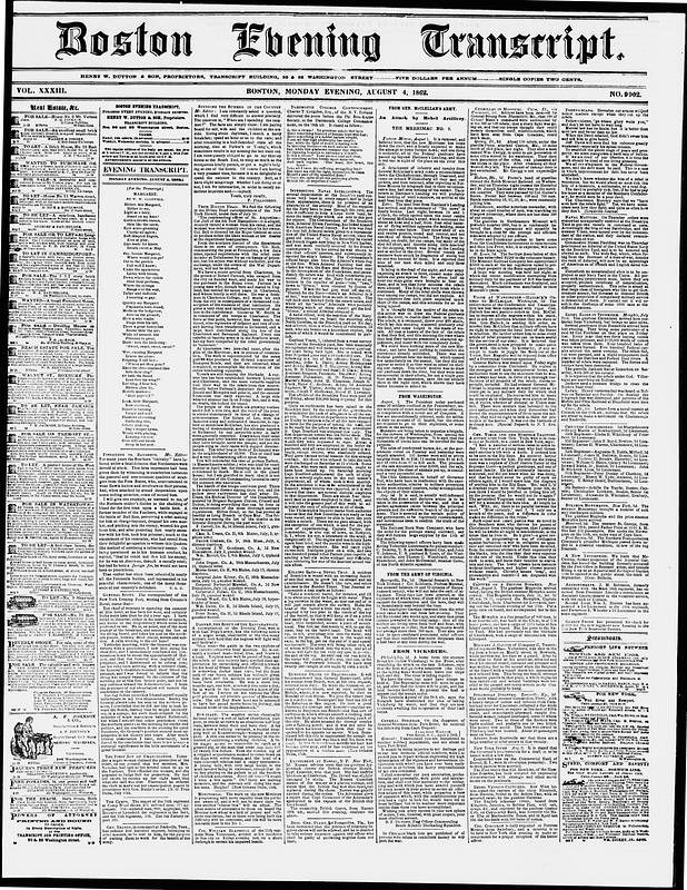 Boston Evening Transcript. August 04, 1862 - Digital Commonwealth