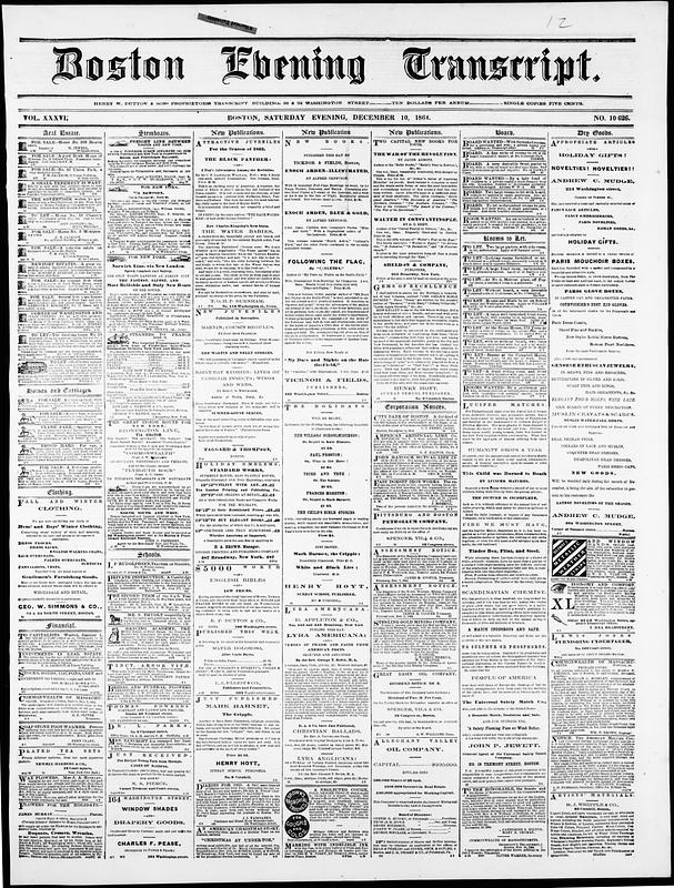 Boston Evening Transcript. December 10, 1864 - Digital Commonwealth