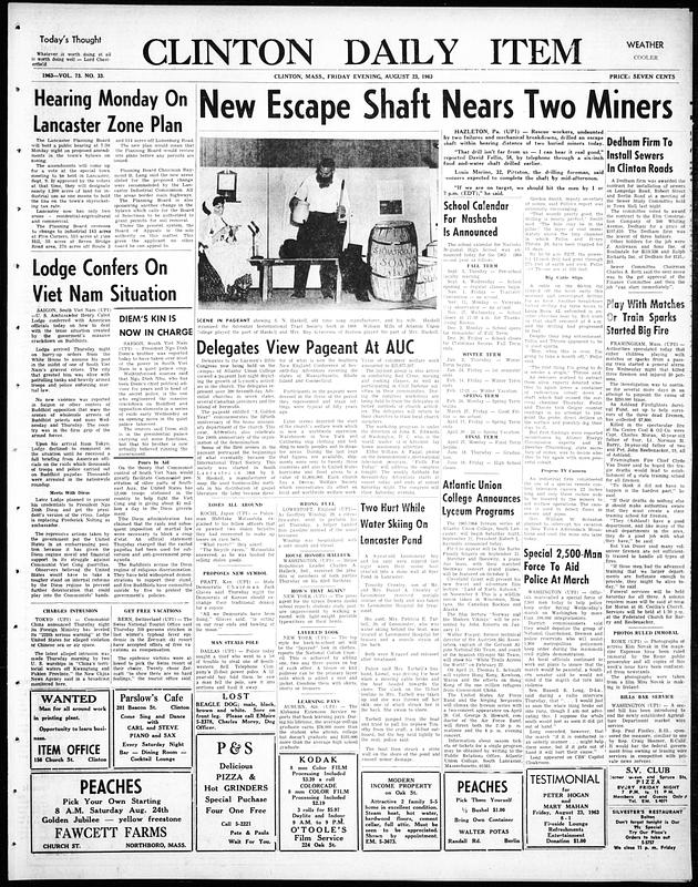 Clinton Daily Item. August 23, 1963 - Digital Commonwealth