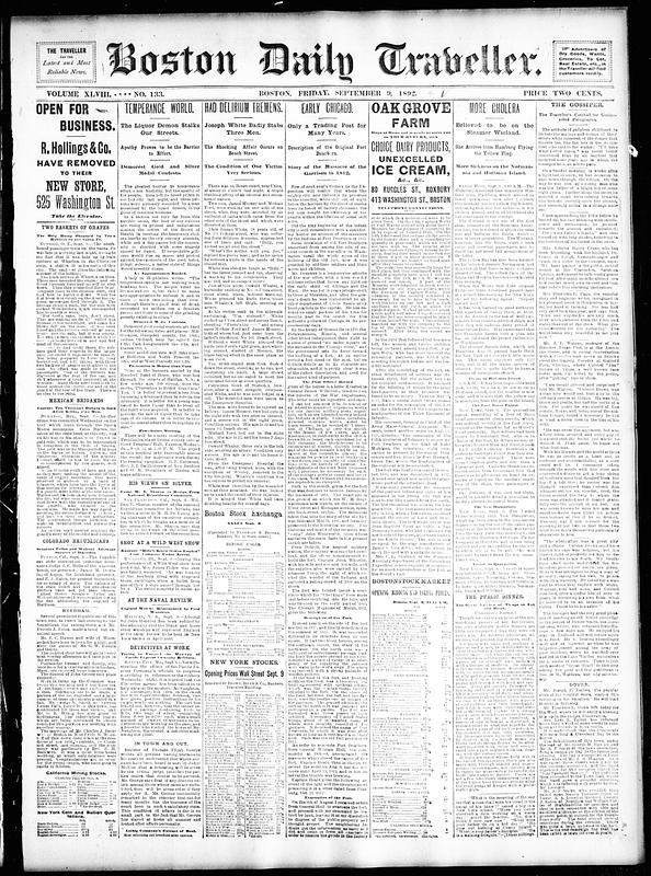 Boston Daily Traveller. September 09, 1892 - Digital Commonwealth