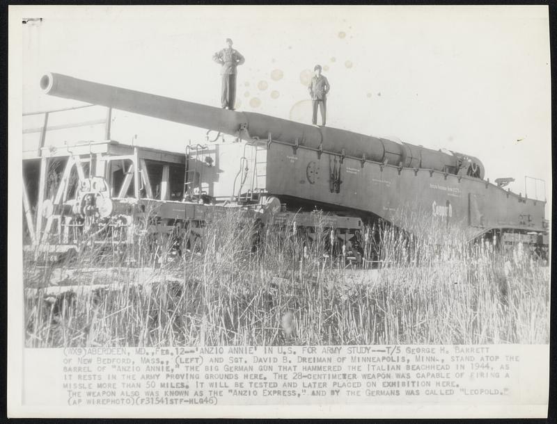 Anzio Annie' in U.S. for Army Study--T/5 George H. Barrett of New ...