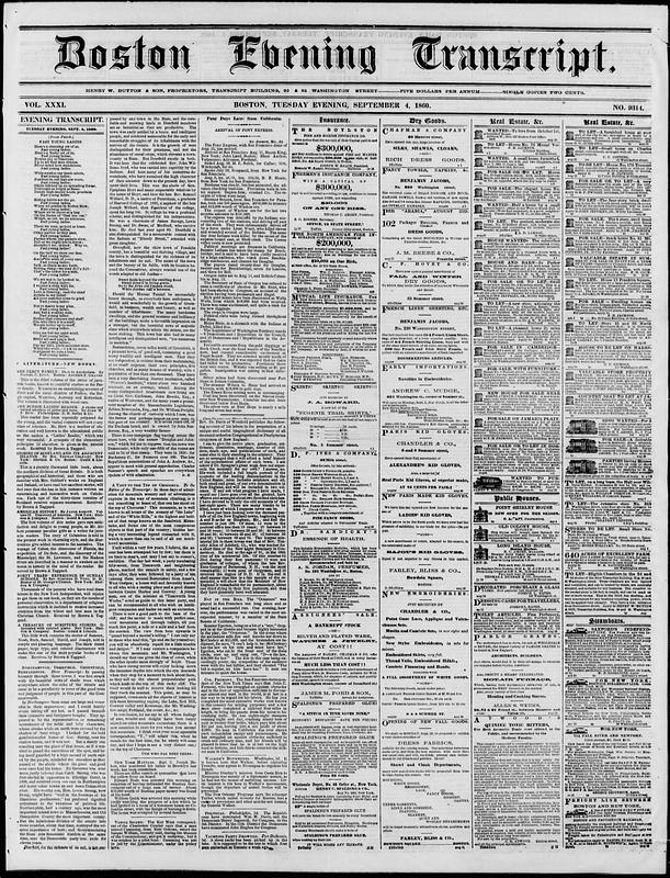 Boston Evening Transcript. September 04, 1860 - Digital Commonwealth