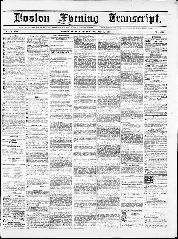 Boston Evening Transcript. January 02, 1866 - Digital Commonwealth