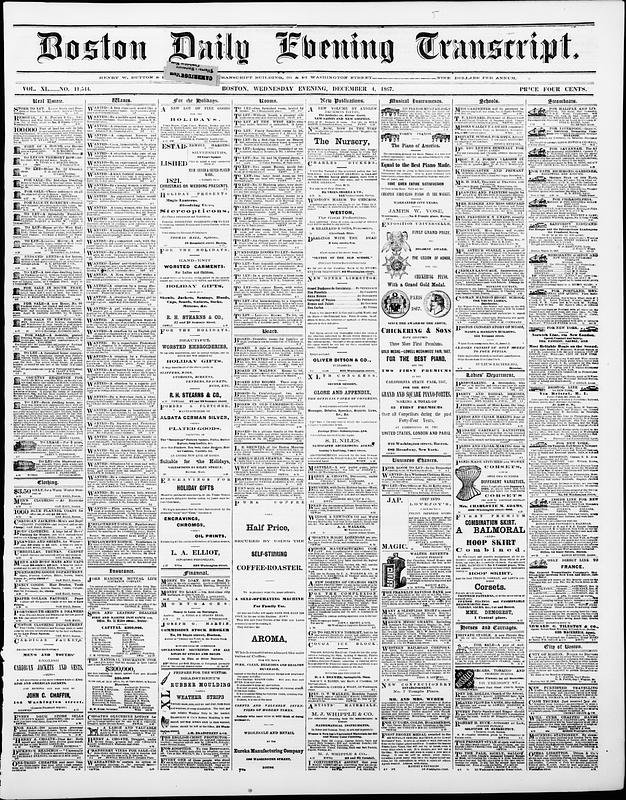 Boston Daily Evening Transcript. December 04, 1867 - Digital Commonwealth